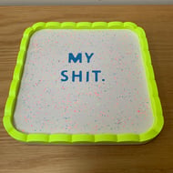 Neon Yellow and Confetti ‘My Shit’ Tray with Sc... - Folksy