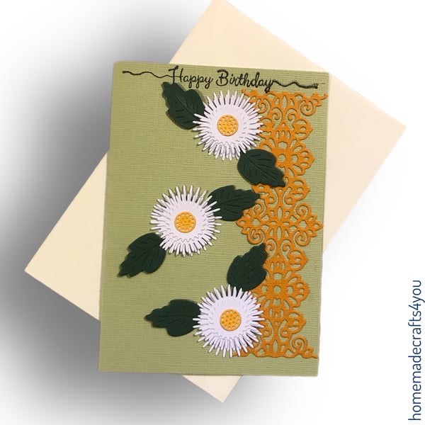 Handmade Flower Border Card - Folksy