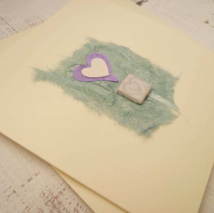 Handmade ceramic Gift card, blank greetings car... - Folksy