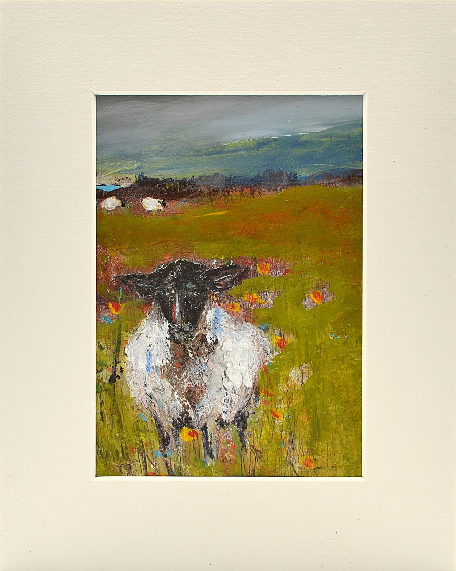 Original Painting of Sheep In A Field (10x8 inc... - Folksy