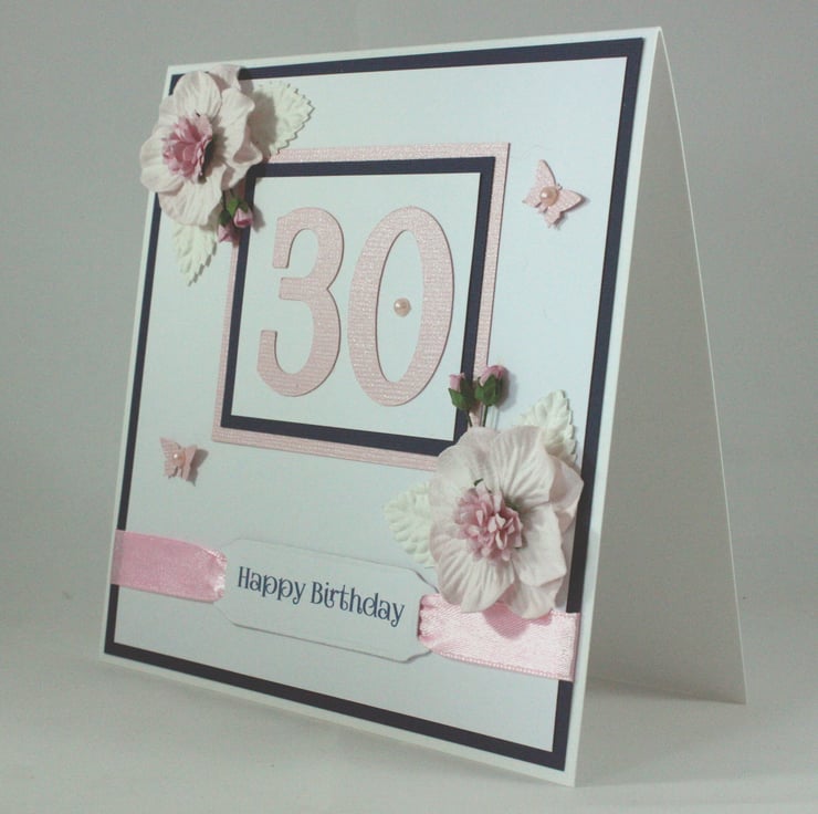 Handmade boxed 30th Birthday card - Folksy