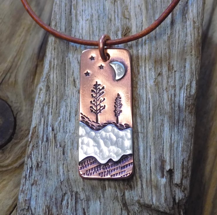 Copper and silver 'winter moon' mixed metals sc... - Folksy