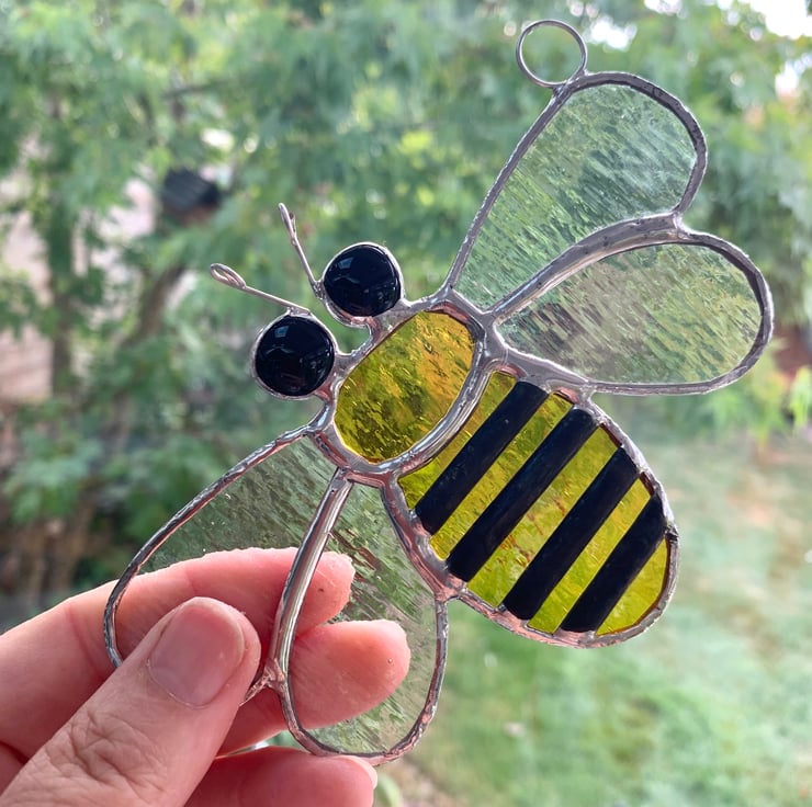 Stained Glass Bee Suncatcher Medium - Handmade... - Folksy