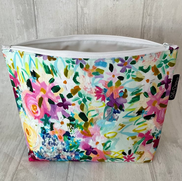 Make up bags pale green floral - Folksy