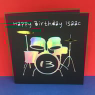 Personalised Drums Birthday Card - Birthday Car... - Folksy