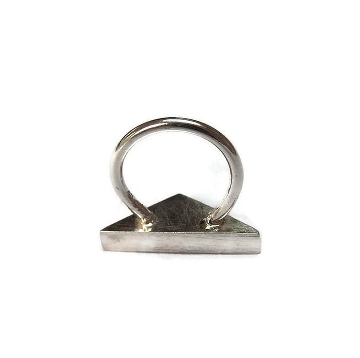 Sterling silver hollow form triangle ring - Folksy
