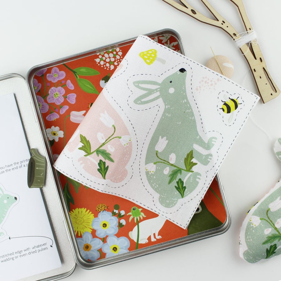 Bunny Rabbit Stitch and Sew Kit in Tin - Folksy