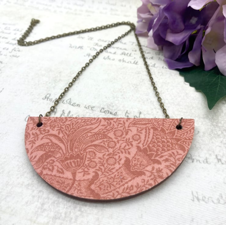 Pink Indian pattern statement semi-circular nec... - Folksy
