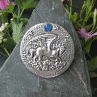 Pegasus Silver Pewter Brooch - Folksy