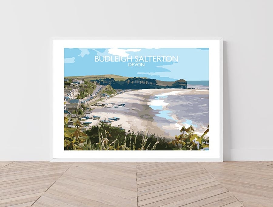 Budleigh Salterton - Devon Art Print Travel Pos... - Folksy