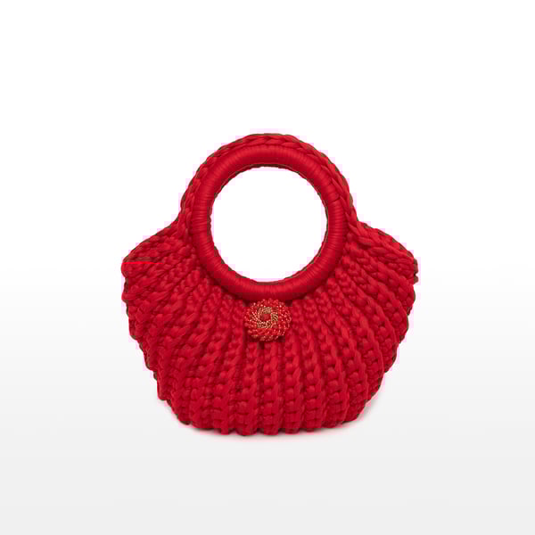 Red Top Handle Crochet Handbag - Folksy