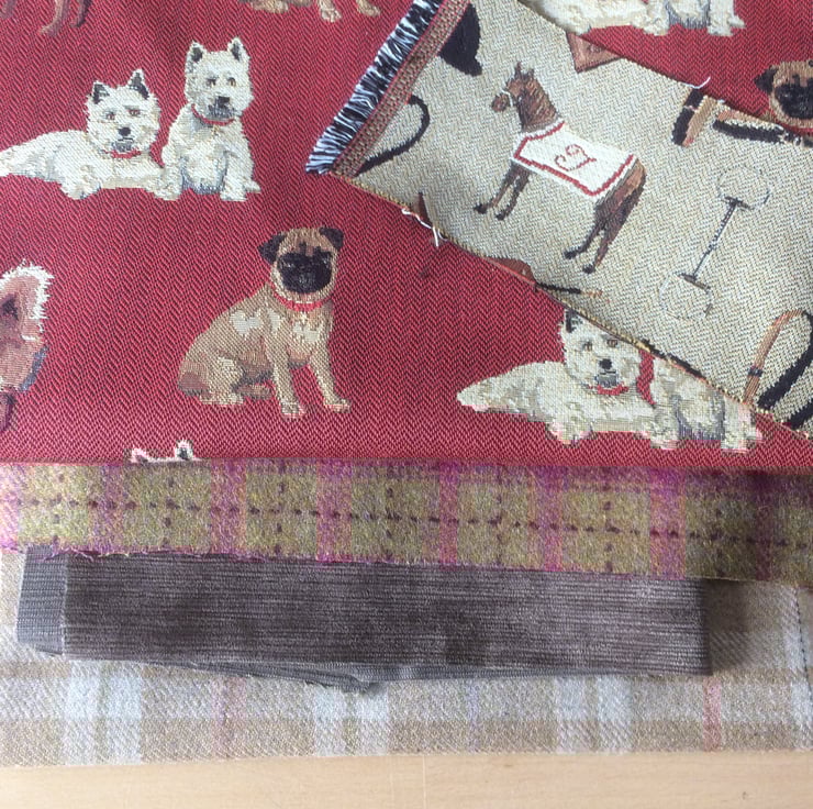 Pug Dog Horse Tweed Brown Red PInk DIY Patchwor... - Folksy