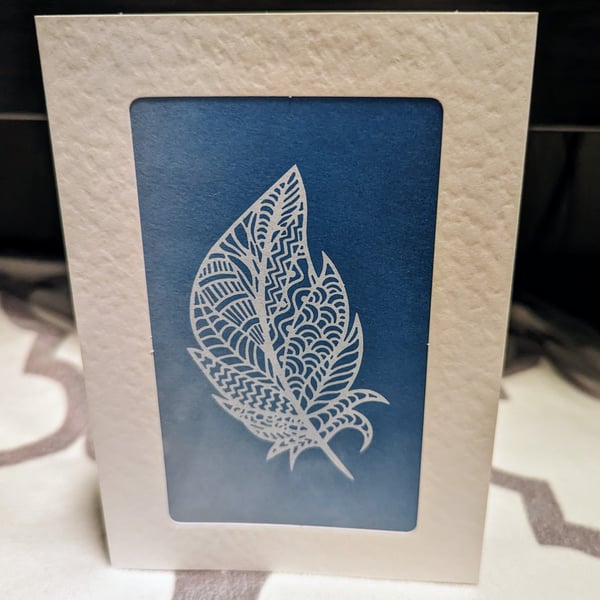 5 x Nature Cyanotype Print Cards Blue White Fra... - Folksy