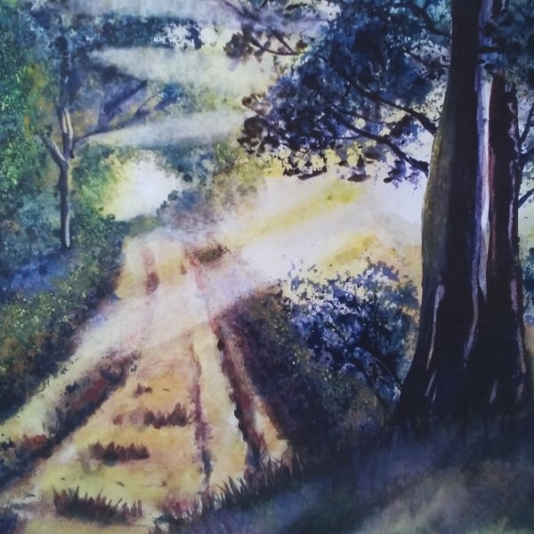 Woodland watercolour print from original waterc... - Folksy