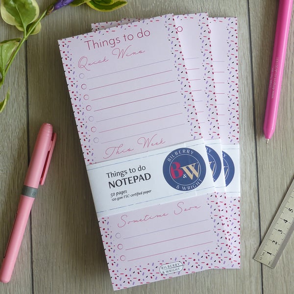 Notebook To Do List Pad in Pink - Folksy