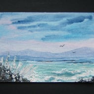 mixed media seascape original art painting aceo... - Folksy