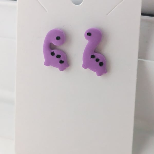 Purple Dinosaur Studs - Folksy