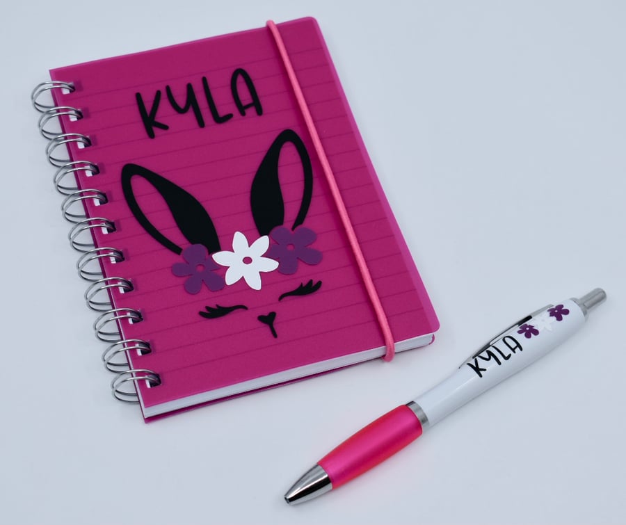 A6 - personalised notebook and pen - back to sc... - Folksy
