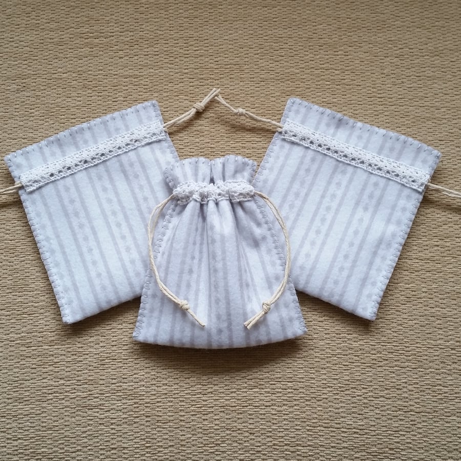 Hand stitched felt drawstring Bags - Folksy