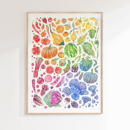 Rainbow Fruit and Vegetable Art Print - Illustr... - Folksy