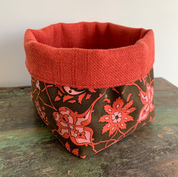 Retro print reversible storage basket - Folksy
