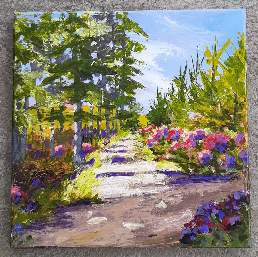 Landscape Painting Of Woodland flowers. Rhodode... - Folksy