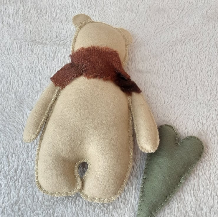 Sale, Hand Embroidered Soft Green Wool Teddy Be... - Folksy