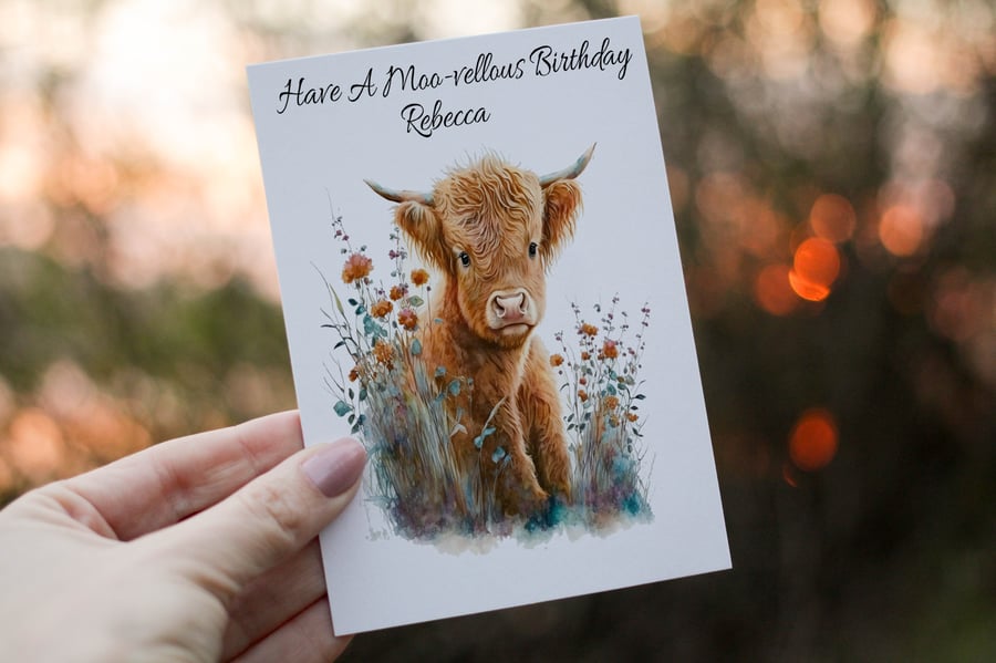 Highland Cow Birthday Card, Cow Birthday Card, ... - Folksy