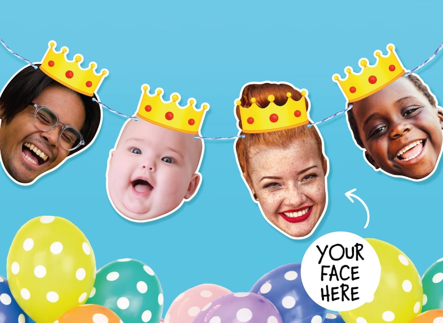 Crown Face Birthday Bunting - Folksy