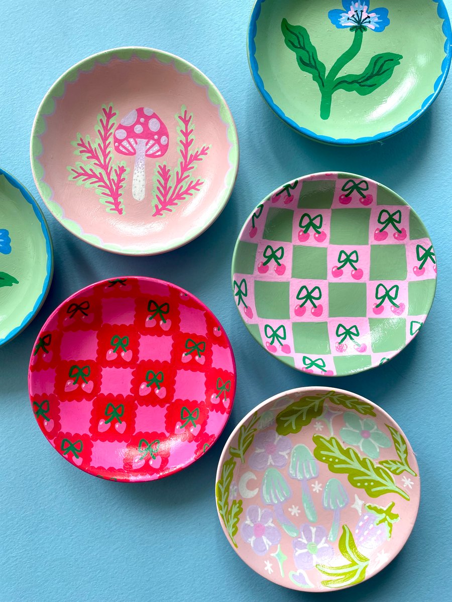 Handmade Painted Ceramic Trinket Dish, Jeweller... - Folksy