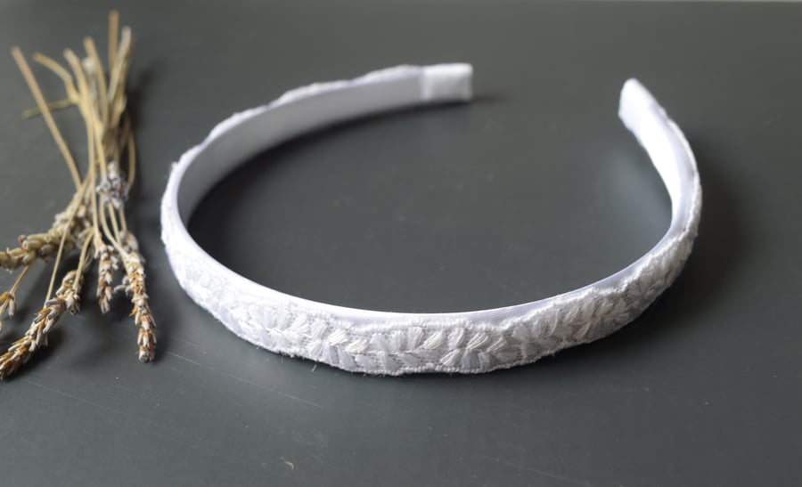 Alice band for holly communion, baptism white l... - Folksy