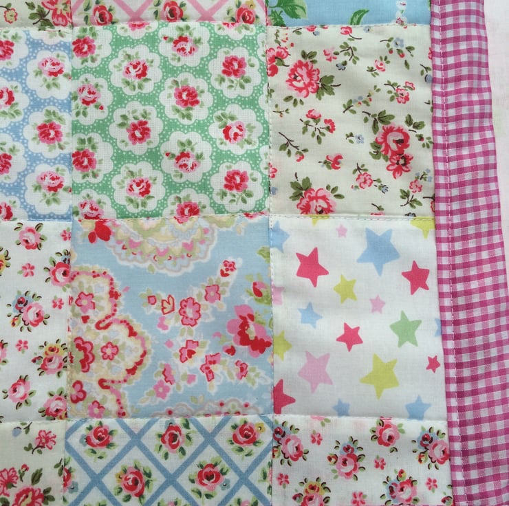 Patchwork quilted girls pram, car seat quilted ... - Folksy