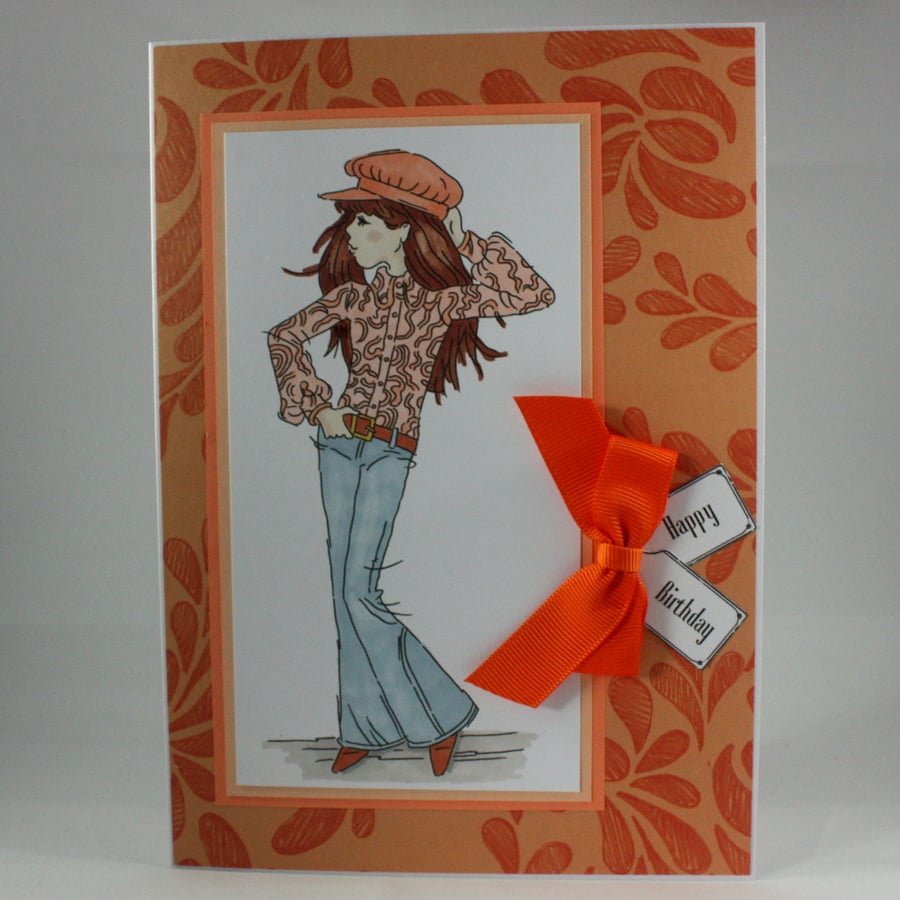 Handmade birthday card - fabulous flares - Folksy