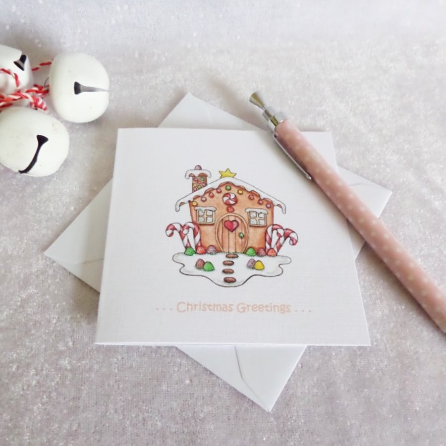 Mini Christmas Card - Gingerbread House - Folksy
