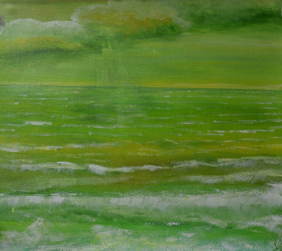 Sea Green Original Acrylic Seascape painting oc... - Folksy