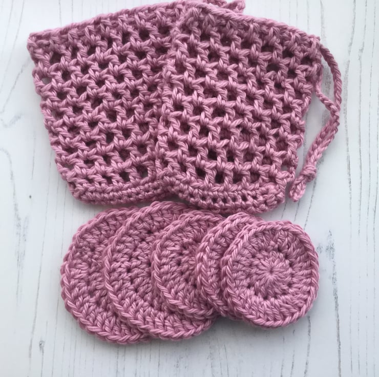 Crochet Reusable Makeup Remover Pads in Pink - Folksy