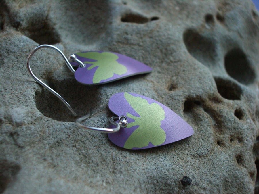 Purple & Green butterfly hearts - Folksy