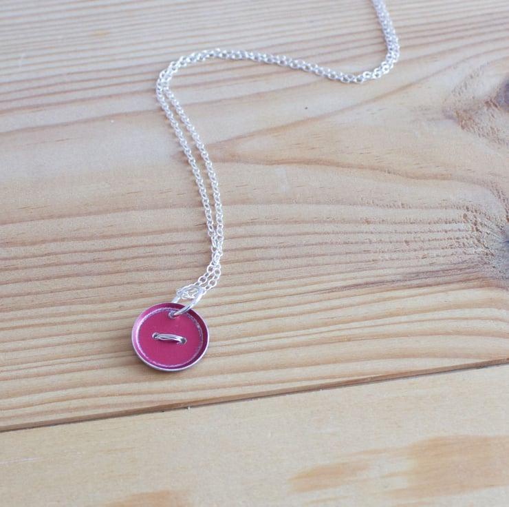Red Button Aluminium Pendant with Sterling Silv... - Folksy