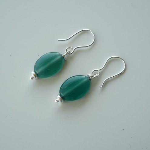 Green Agate Silver earrings - Folksy