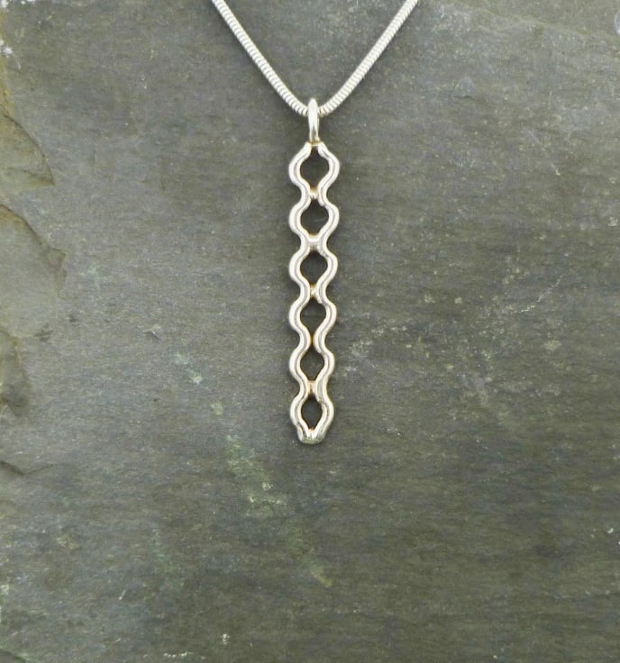 Sterling Silver Double Ripple Pendant - 6 Drop - Folksy