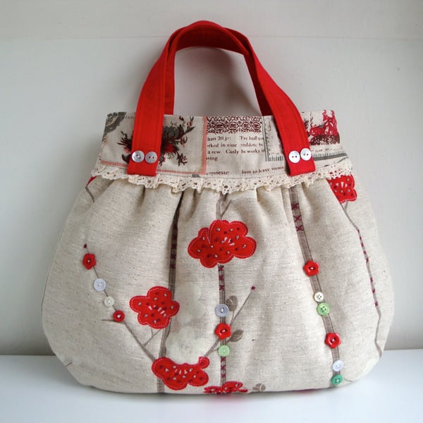 SALE Handmade Cotton Quilted Handbag - Hand em... - Folksy