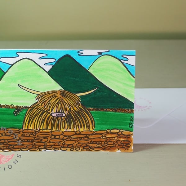 Highland Cow Card - Folksy