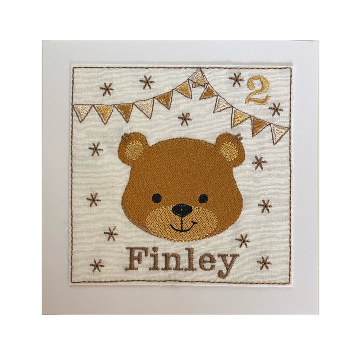 Teddy Bear Birthday Card, Bear Card with Name a... - Folksy
