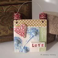 Small decorative ceramic tile with handmade bea... - Folksy