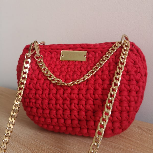 Red crochet bag - Folksy