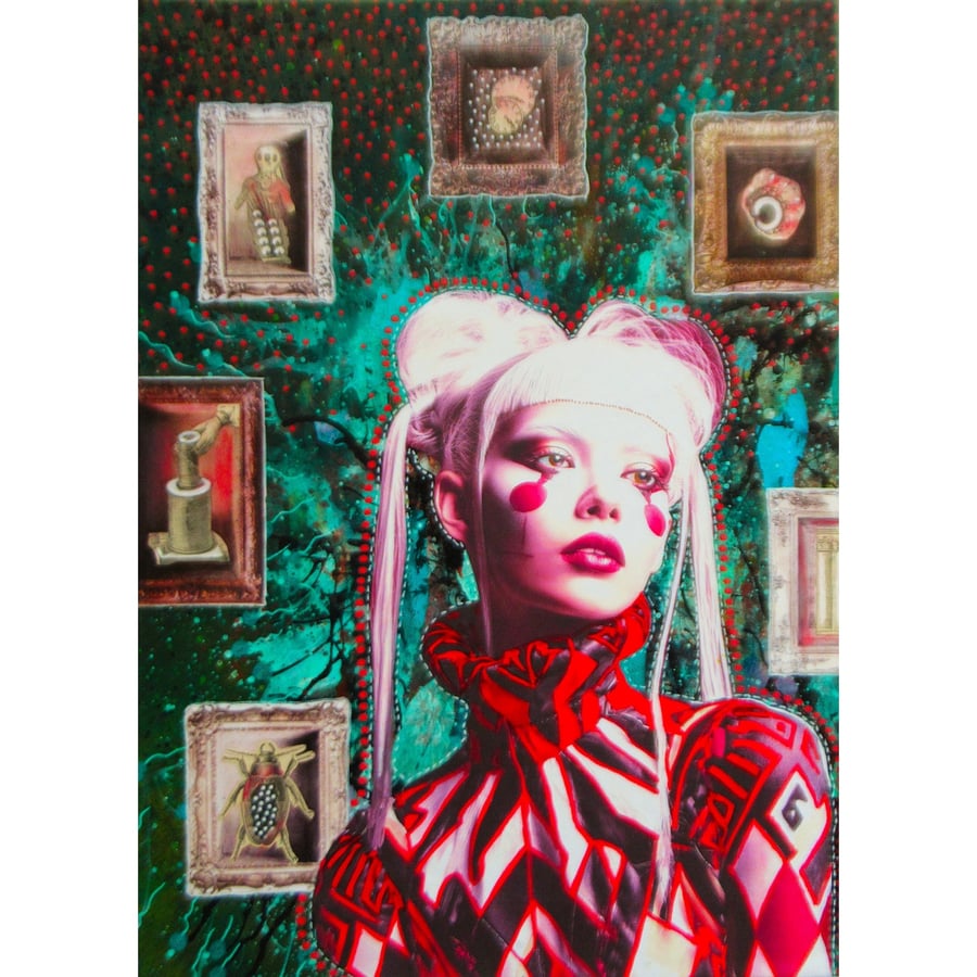 Surreal Portrait Art Red Teal Dark Gothic Fanta... - Folksy