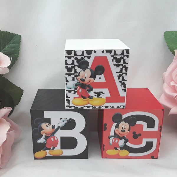 Mickey Mouse Inspired Blocks,Mickey Blocks, Mic... - Folksy