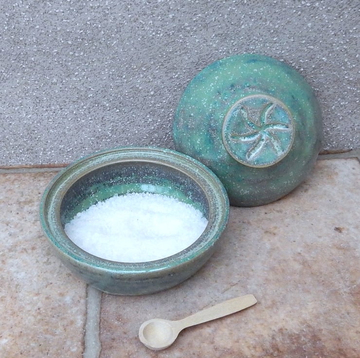 Covered salt pot hand thrown mini tagine stonew... - Folksy