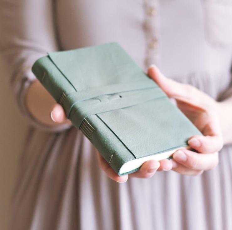 Leather Book - Sage Green - Handbound Leather J... - Folksy