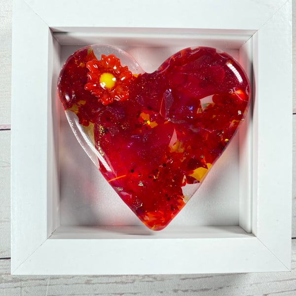 Love heart - glass heart picture - Folksy
